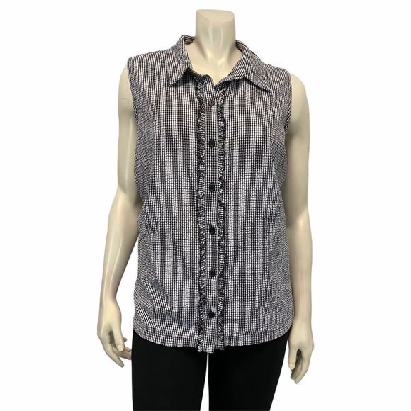 CJ Banks | Tops | 3x Cjbanks Gingham Sleeveless Button Down Blouse ...